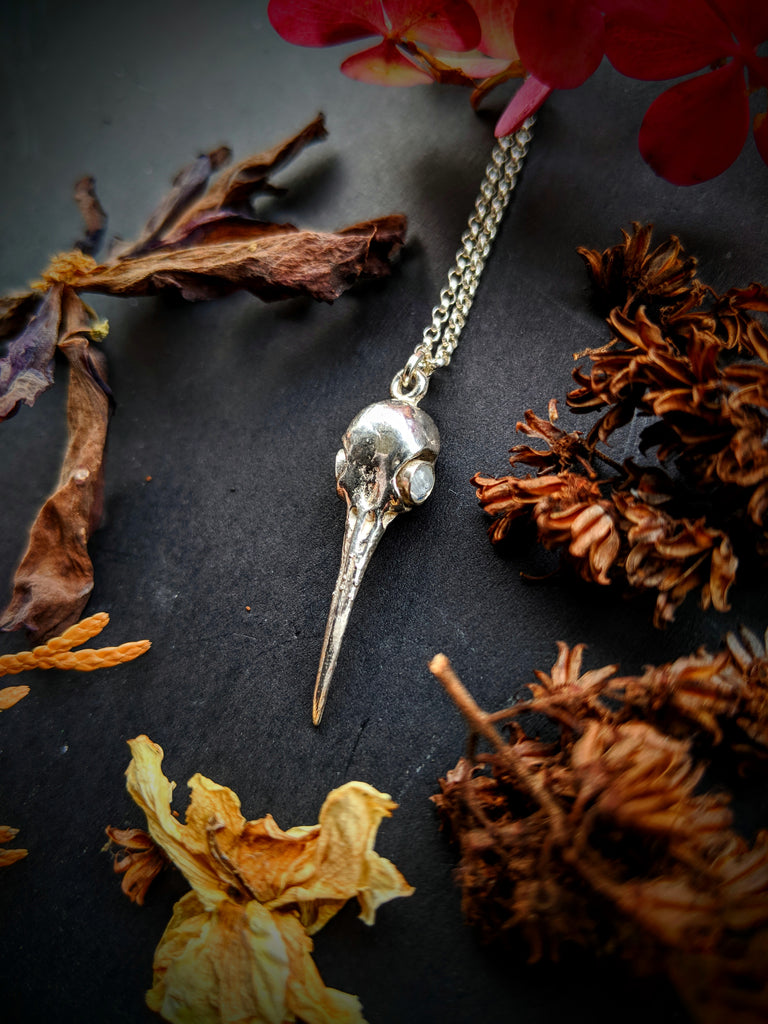 Moonstone Hummingbird Skull Necklace – Worn By Warriors